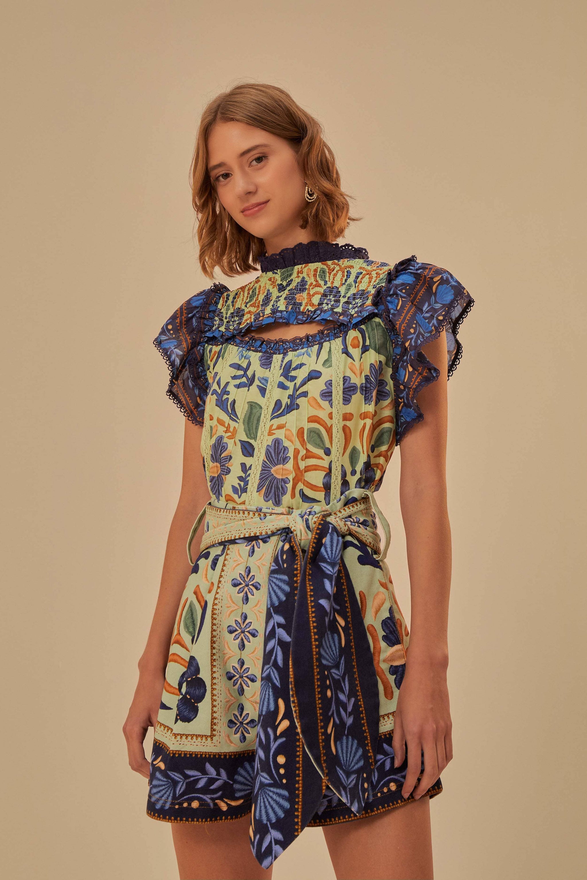 Ocean Tapestry Green Short – FARM Rio