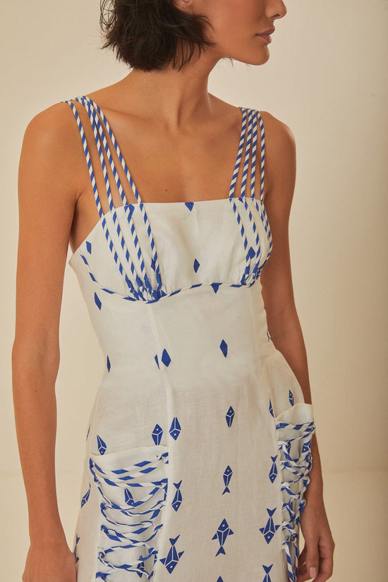 Off-White Graphic Fishes Euroflax™ Premium Linen Maxi Dress – FARM Rio