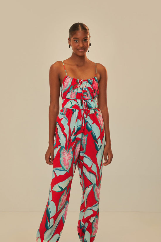 Red Summer Foliage Organic Cotton Jumpsuit – FARM Rio